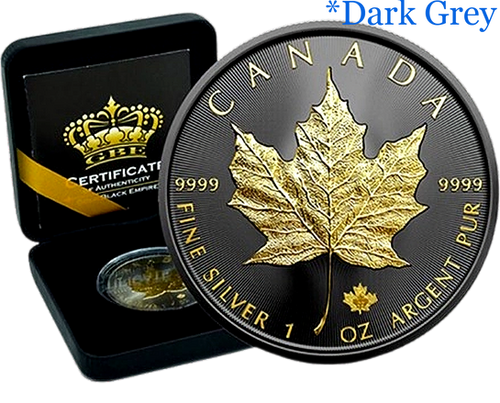 MAPLE LEAF Gold Black Empire 1 Oz Silver Coin 5$ Canada 2025 | Gold ...