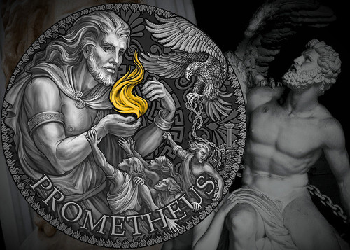 PROMETHEUS Great Greek Mythology 3 Oz Silver Coin 3000 Francs Cameroon ...