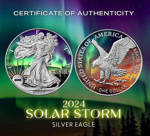 U.S. Eagle Solar Storms Edition 1 oz silver Coin 1$ USA 2024 | Gold ...
