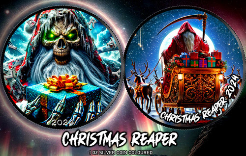 Christmas Reaper - 1oz .999 Silver American Eagle coloured - $1 USA ...