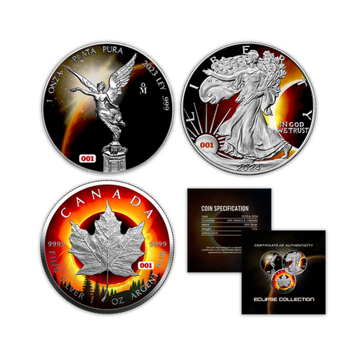 2024 Chromatics Total Eclipse Colorized 3 x 1 oz Silver Coin Set | Gold ...