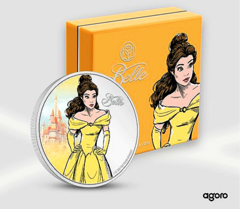 Disney Princess Belle 1 oz Silver Colorized Proof Coin $2 Niue 2024 ...