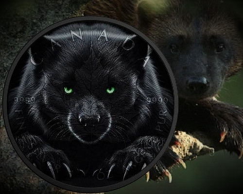 MAPLE LEAF Black Wolverine with Glow In The Dark Eyes 1oz Silver 5 ...