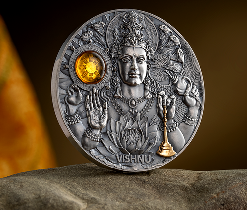 VISHNU Divine Faces of the Sun 3 Oz Silver Coin 5$ Niue 2023 | Gold ...