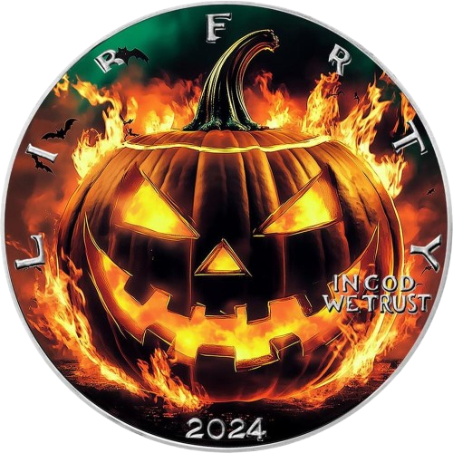 PUMPKIN Burning Halloween 1 Oz Silver Coin 1$ USA 2024 | Gold & Silver ...