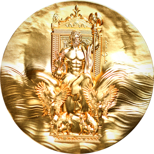 ZEUS AT OLYMPIA Gold Glided 2 Oz Silver Coin 10000 Francs Chad 2024 ...