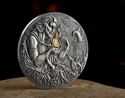 PROMETHEUS Great Greek Mythology 3 Oz Silver Coin 3000 Franc Cameroon ...