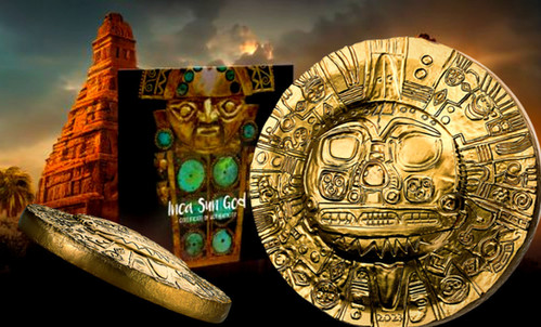 Inca Sun God - 500g .999 Silver Gilded Ultra High Relief $25 Palau 2023 ...