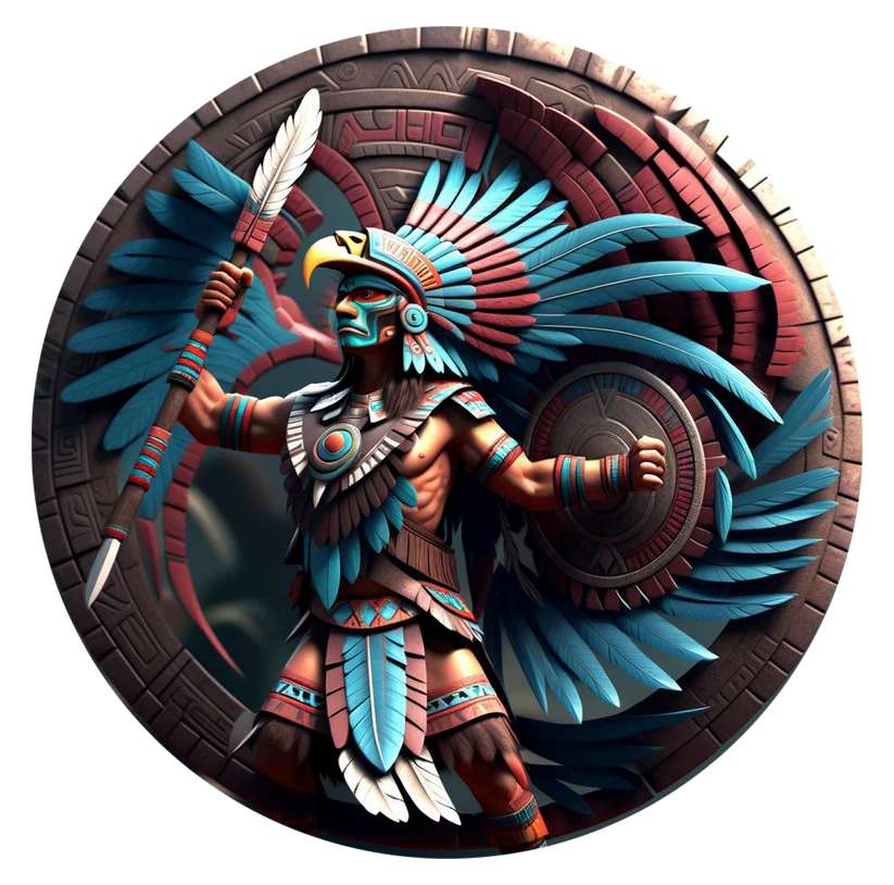 Huitzilopochtli - Aztec God of War - 1oz .999 Silver Round Colorized ...