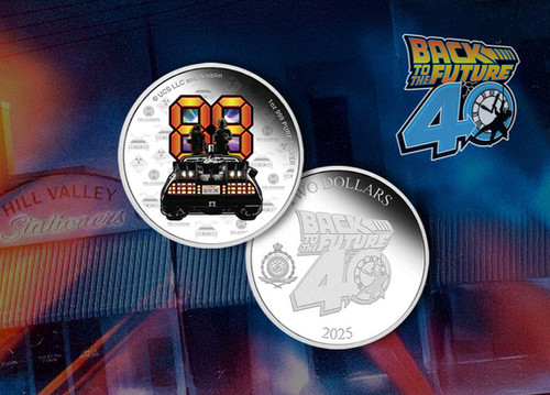 Back to the Future 40th Ann. 1 oz Silver Colorized Proof Coin $2 Niue ...
