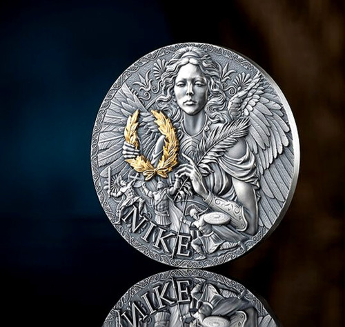 Nike The Great Greek Mythology 2 oz Antique finish Silver Coin Cameroon ...