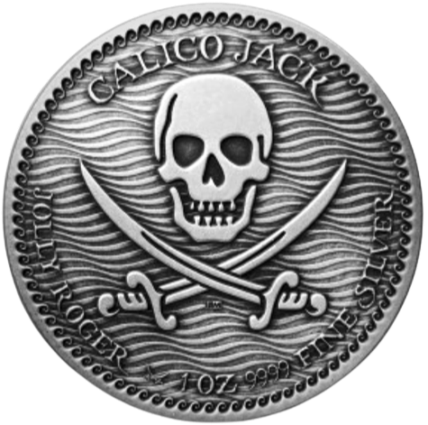 2022 1oz $2 NZD Niue Calico Jack - Jolly Roger Series Antique Finish ...