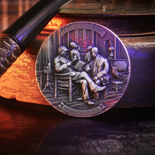 A Study in Scarlet - Sherlock Holmes - 2oz High Relief Silver Coin $5 ...