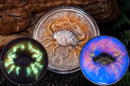 CANCER - Zodiac Sign 5 oz .999 Silver Coin Glow in Dark - UV -Antiqued ...
