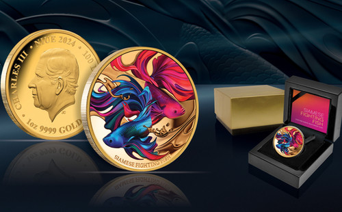 Siamese Fighting Fish 1 oz 999.9 Gold $100 Niue 2024 | Gold & Silver Canada