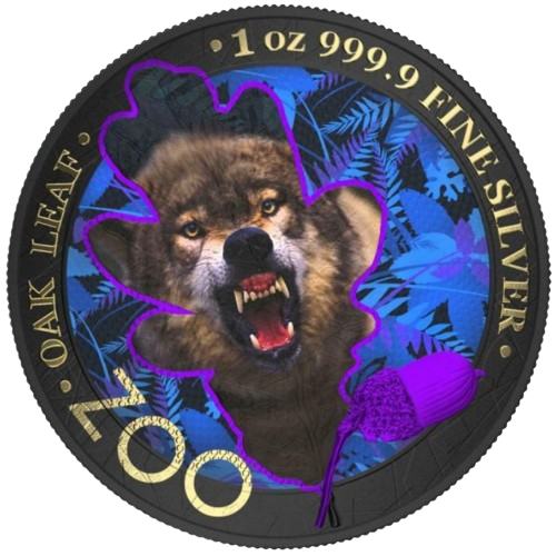 The Oak Leaf Zoo Series Wolf 1 Oz Silver Coin 5 Mark Germania 2019 ...
