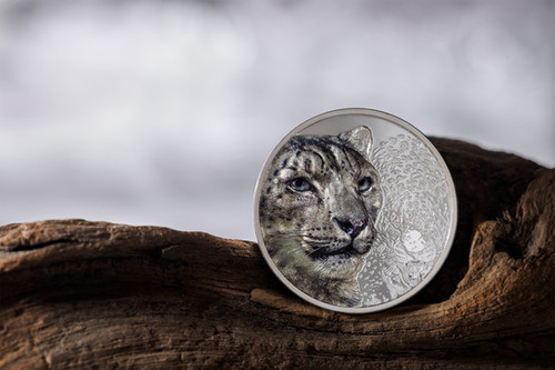 SNOW LEOPARD Wild Mongolia 1 Oz Silver Coin 500 Togrog Mongolia 2024 ...