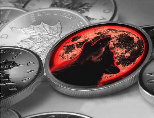 Frost Whisperer Wolf Maple Leaf 1 Oz Silver coin 5$ Canada 2024 | Gold ...