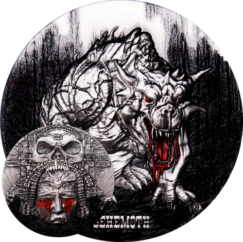 Behemoth & Gate of Hell 2oz .999 Silver Antique Colorized Cameroon 2024 ...