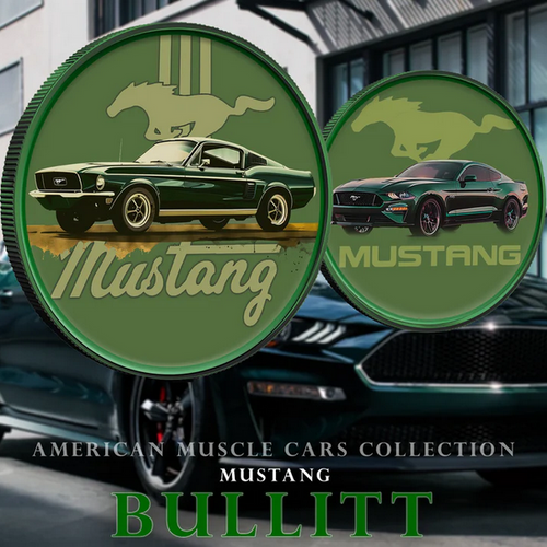 Mustang Past and Present Muscle Cars of America 1 Oz Silver Coin 1$ USA ...