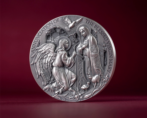 THE ANNUNCIATION Bible Stories 2 oz Antique finish Silver Coin Cameroon ...
