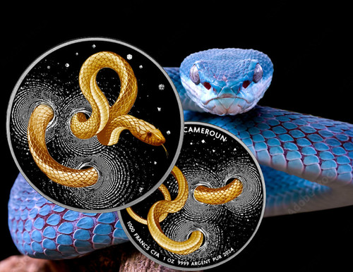 SNAKE Numiversum 1oz Ruthenium Dark Glided .999 Silver High Relief ...