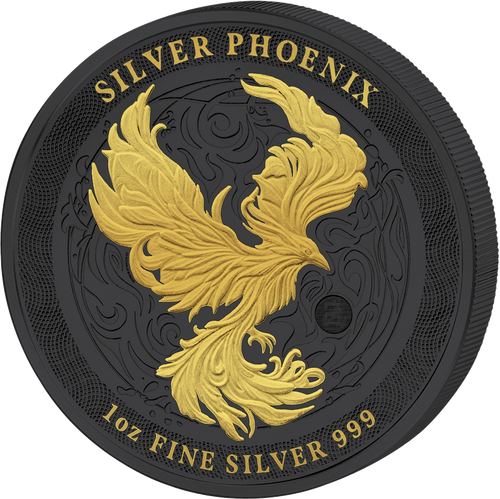 Phoenix: Golden Enigma – 1 oz .999 Silver Coin Gold & Black Ruthenium ...
