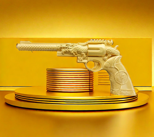 2024 Truth Guard Dragon Revolver Gold Gilded 2 oz Silver Medal | Gold ...