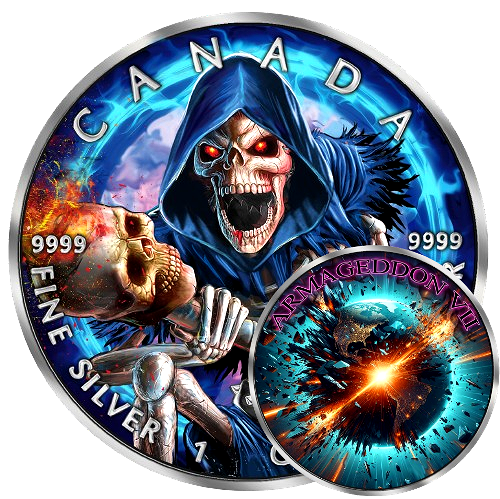 GRIM REAPER Death Maple Leaf Armageddon VII - 1 Oz Silver Coin 5 ...