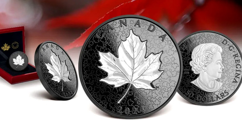 5 oz. Pure Silver Coin – Black Rhodium Maple Leaves in Motion $50 ...