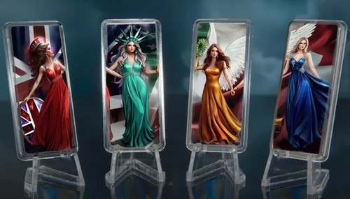 THE FOUR GRACES Colorized Set 4 X 1oz .999 Silver Bar 2024 | Gold ...