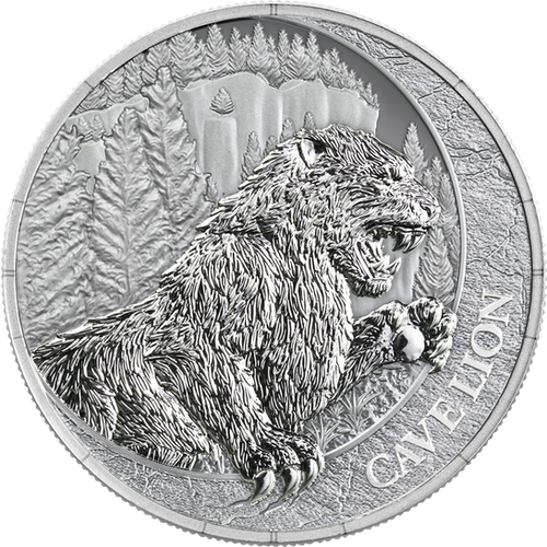 Megafauna: Cave Lion 1 oz Silver BU Ultra High Relief 25$ Liberia 2026 ...