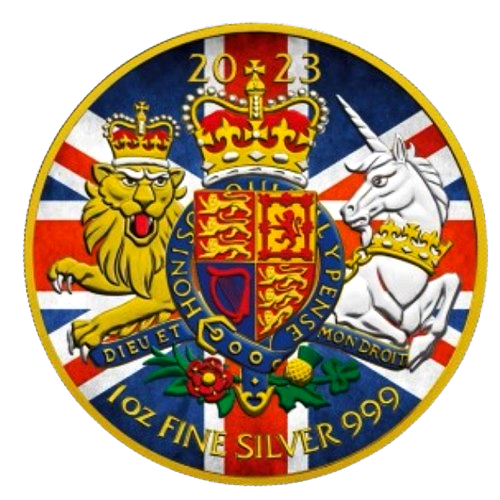 2023 1 oz £2 GBP The Royal Arms UK Flag 24k Gold Gilded Colorized ...