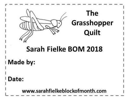 The Grasshopper BOM Quilt Label and Postcard (Australian Customers)