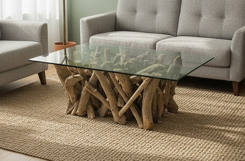 Driftwood Coffee Table with Glass Top | Richard Eade Furniture Store ...