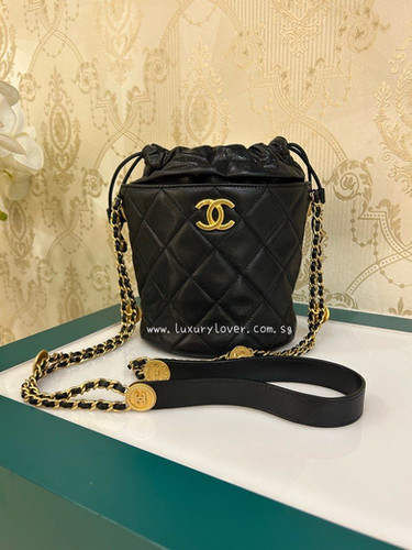 Like New Chanel Bucket Shoulder Bag Caviar Black GHW | LuxuryLover