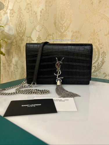 Like New YSL WOC Small with Tassel in Embossed Crocodile Leather(Cash S ...