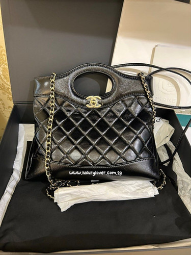 BNIB Chanel 31 Mini 24S Shopping Bag Black Shiny Lamb LGHW | LuxuryLover