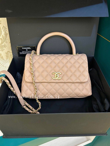 #25 LNIB Chanel Coco Handle Medium Beige Caviar GHW | LuxuryLover