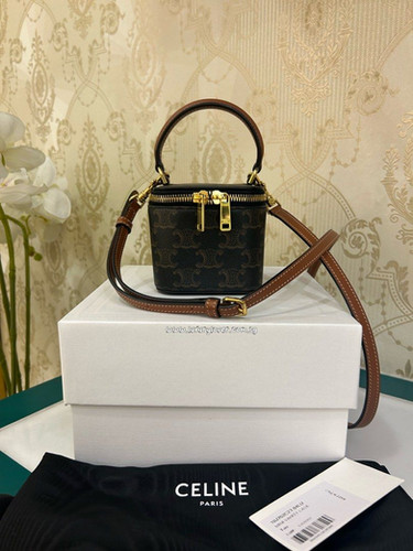 LNIB Celine Mini Vanity Case in Triomphe Canvas & Calf Tan GHW ...