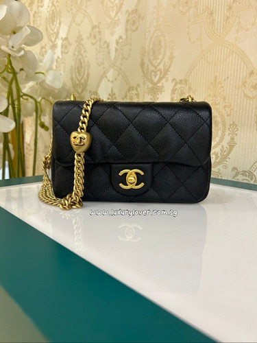 LNIB Chanel 24P Sweet Heart Mini Flap Black Caviar GHW | LuxuryLover
