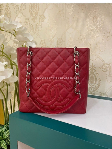 #13 LNIB Chanel PST Petite Shopping Tote Red Caviar SHW | LuxuryLover