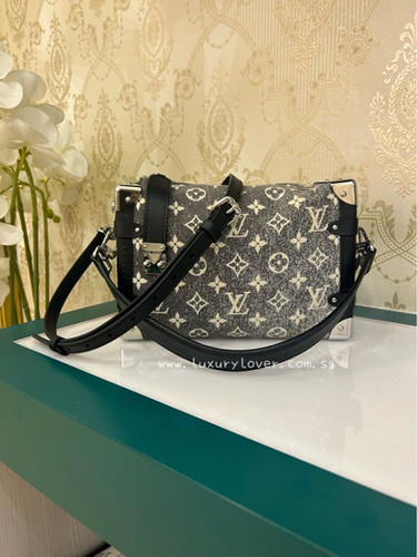 Like New LV Side Trunk Handbag Black Denim SHW | LuxuryLover