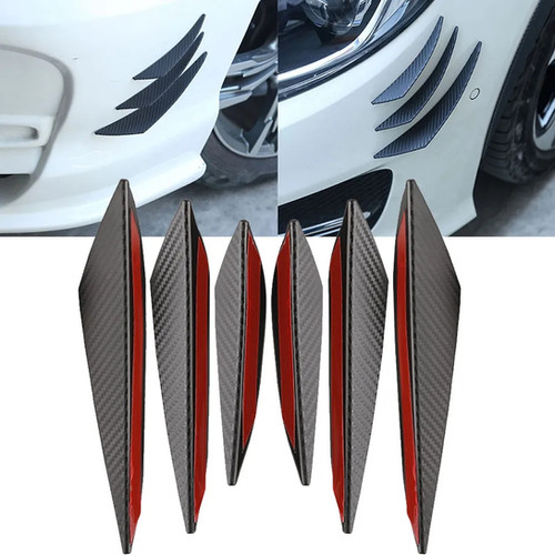 6pc Carbon Fiber Look Car Front Bumper Fins | Ultimate Car Accessories