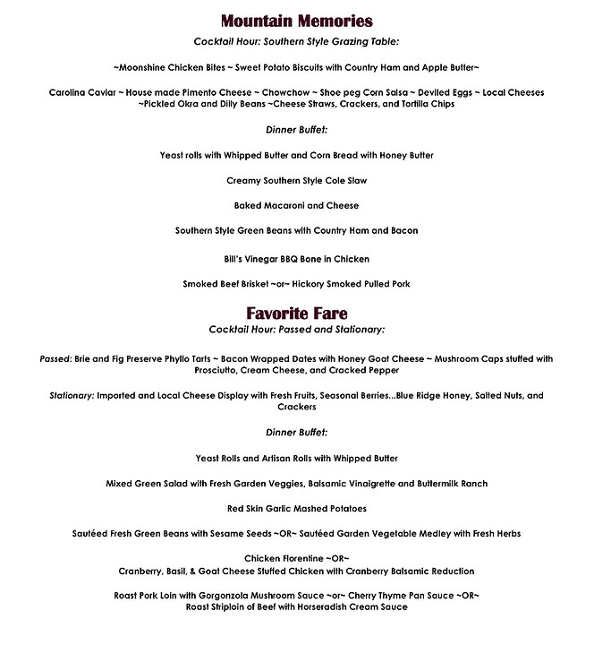 Sample Menus | My Site