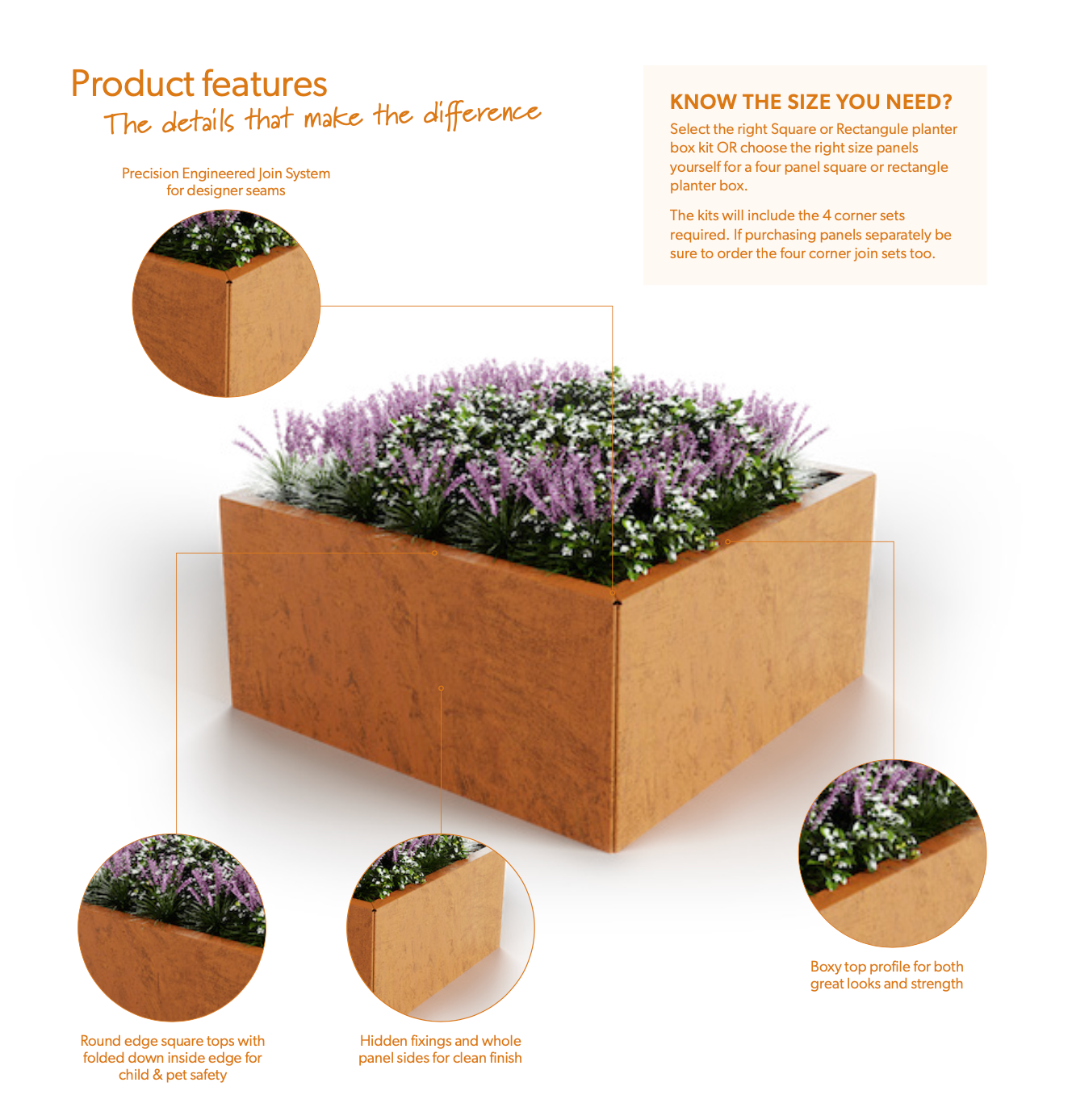 Square Planter Kits | Garden Steel & Stone