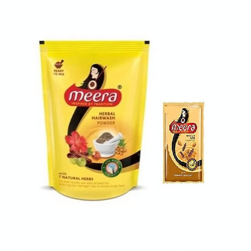 Meera Shikakai Powder 80g Meera Shikakai Shampoo Sachets-20 | Meera