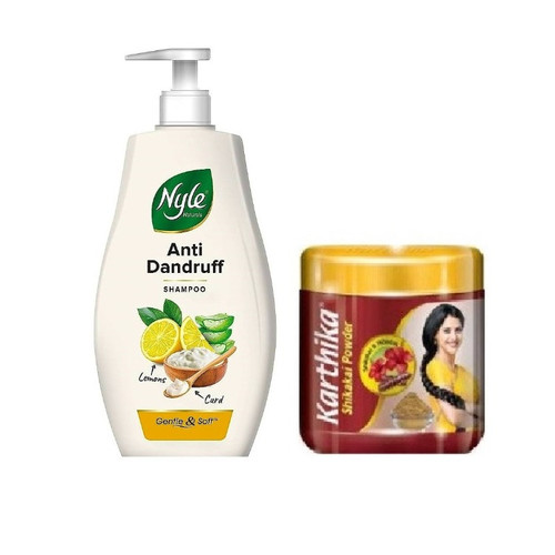 Buy Karthika Shikakai Powder 180g & Nyle Anti Dandruff Shampoo 800ml ...
