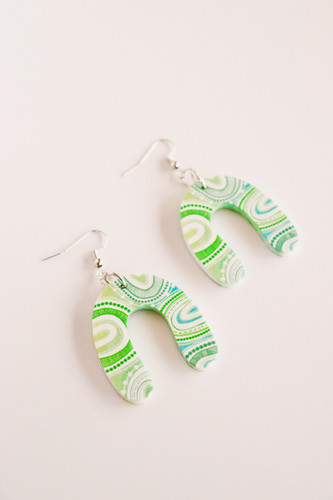 Gumba 'Green' Arch Earrings | Little Black Duck