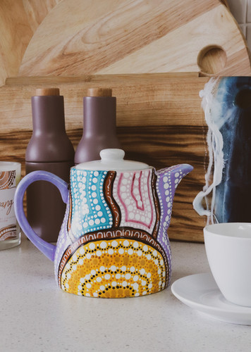 Yiramiilan 'Sunrise' Aboriginal Hand Painted Teapot | Little Black Duck
